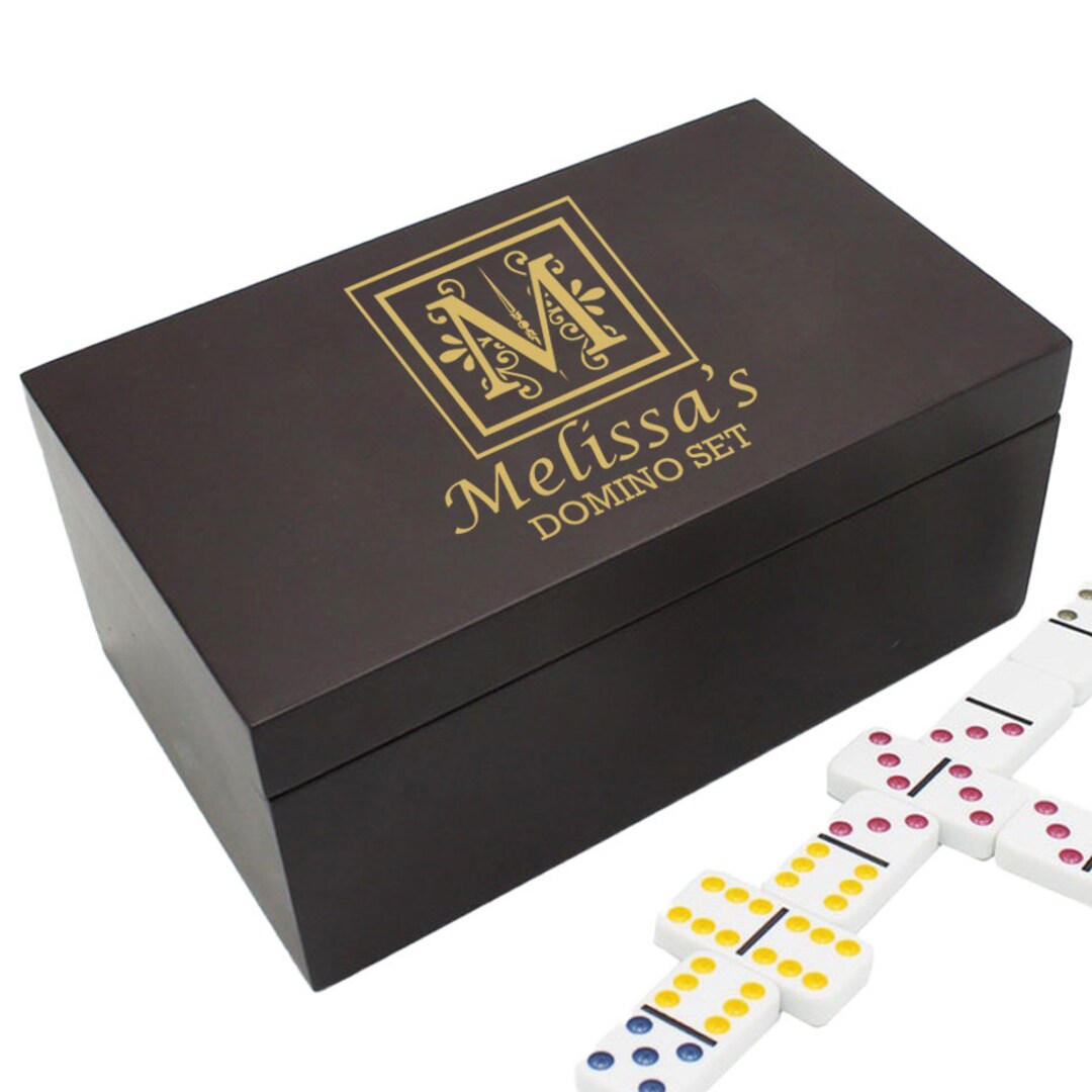 Personalized Domino Set Gift With Case Rosewood Finish With 91 Dominos ...