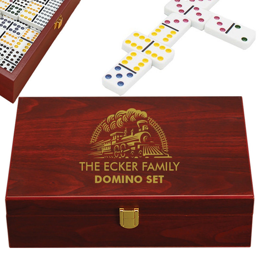 Personalized Domino Set With Box Rosewood Finish With 91 Dominos Custom ...
