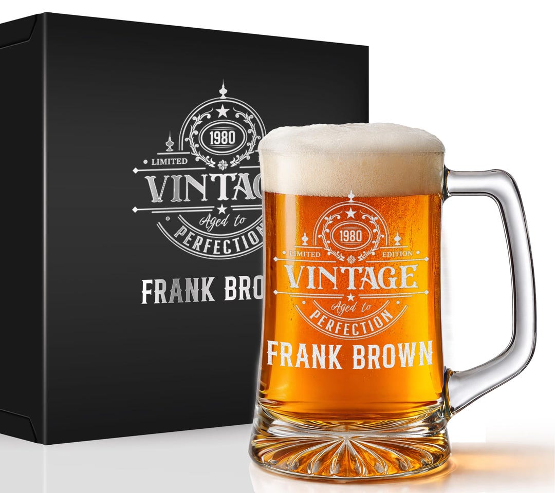 Custom Engraved Glass Beer Mugs – Personalized Birthday Dad, Husband ...