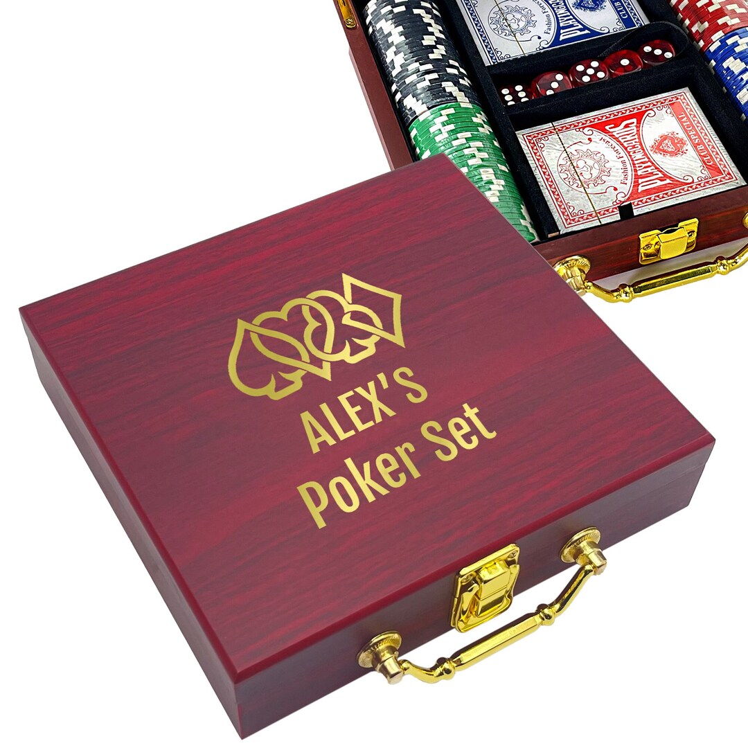 Personalized Poker Set Gift With 100 Chips, Customized Monogram Poker ...