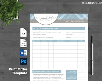 Print Order Template for Photographer, Photography Print Order Form in ...