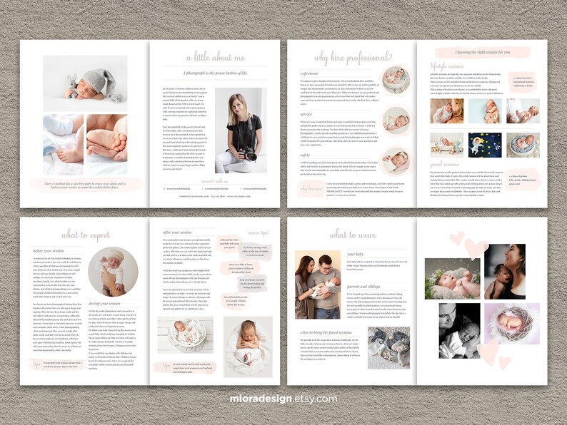 16 Page Newborn Photography Magazine, Baby Welcome Package Guide ...
