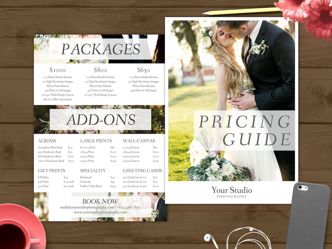 Price List Pricing Guide Photoshop Template for Photographers INSTANT ...