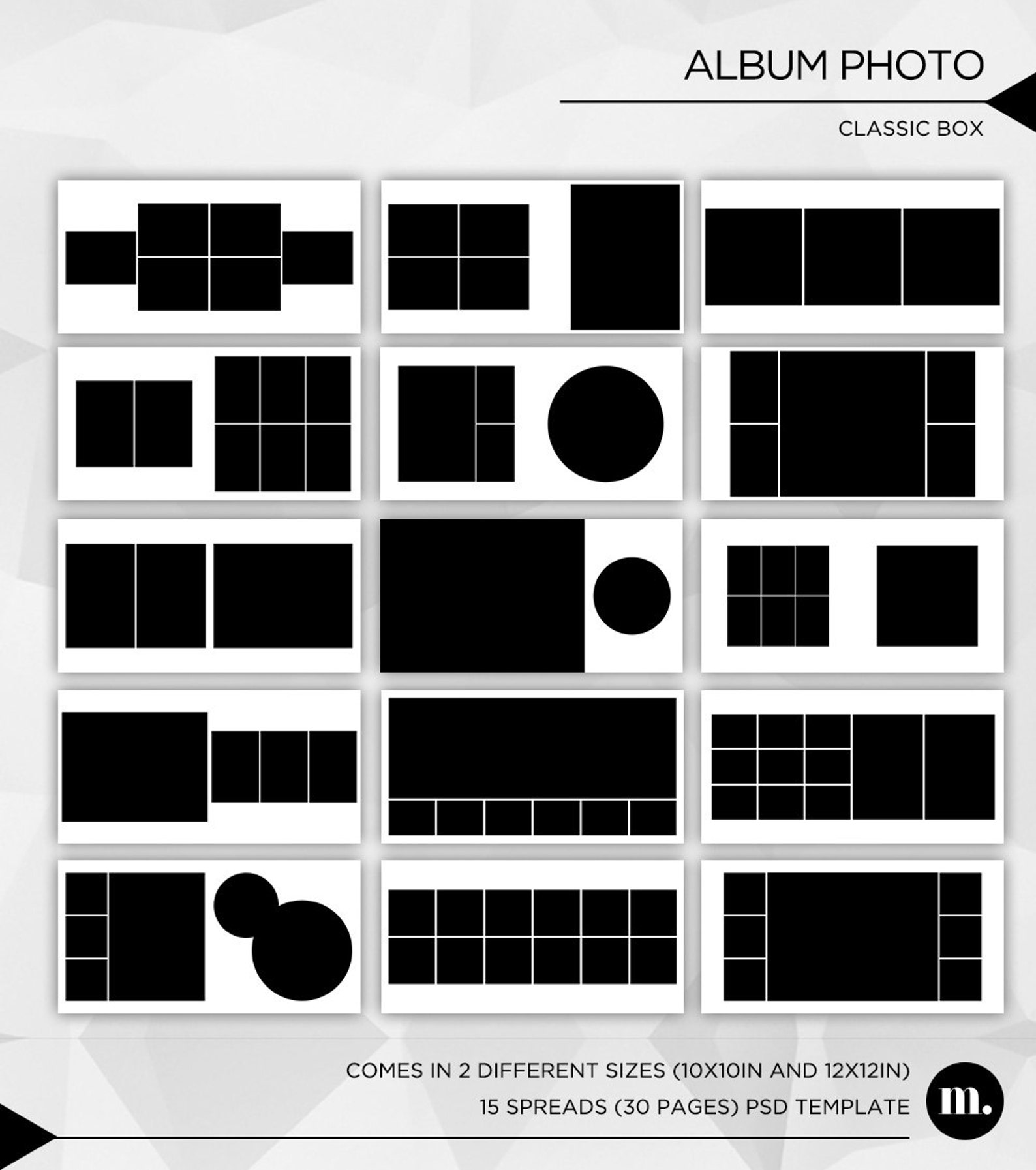 15 Spreads (30 Pages) 10x10 and 12x12 Photo Album Template for ...