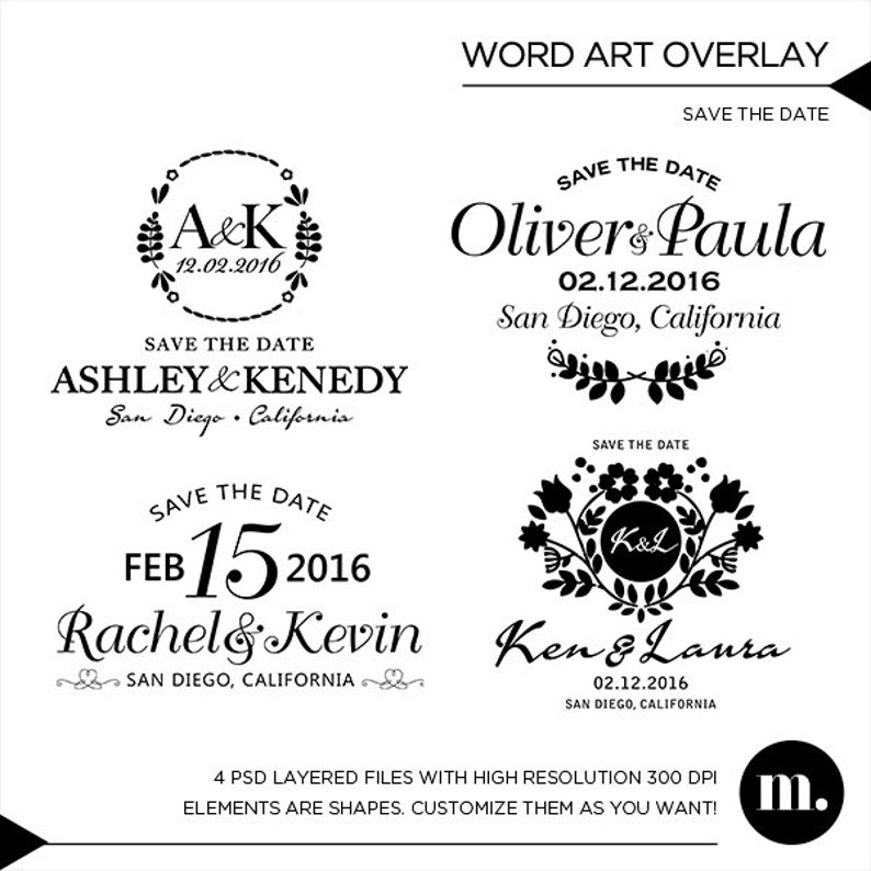 Save the Date Overlay Photoshop Template INSTANT DOWNLOAD STD004 - Etsy