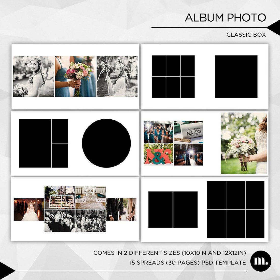 15 Spreads (30 Pages) 10x10 and 12x12 Photo Album Template for ...