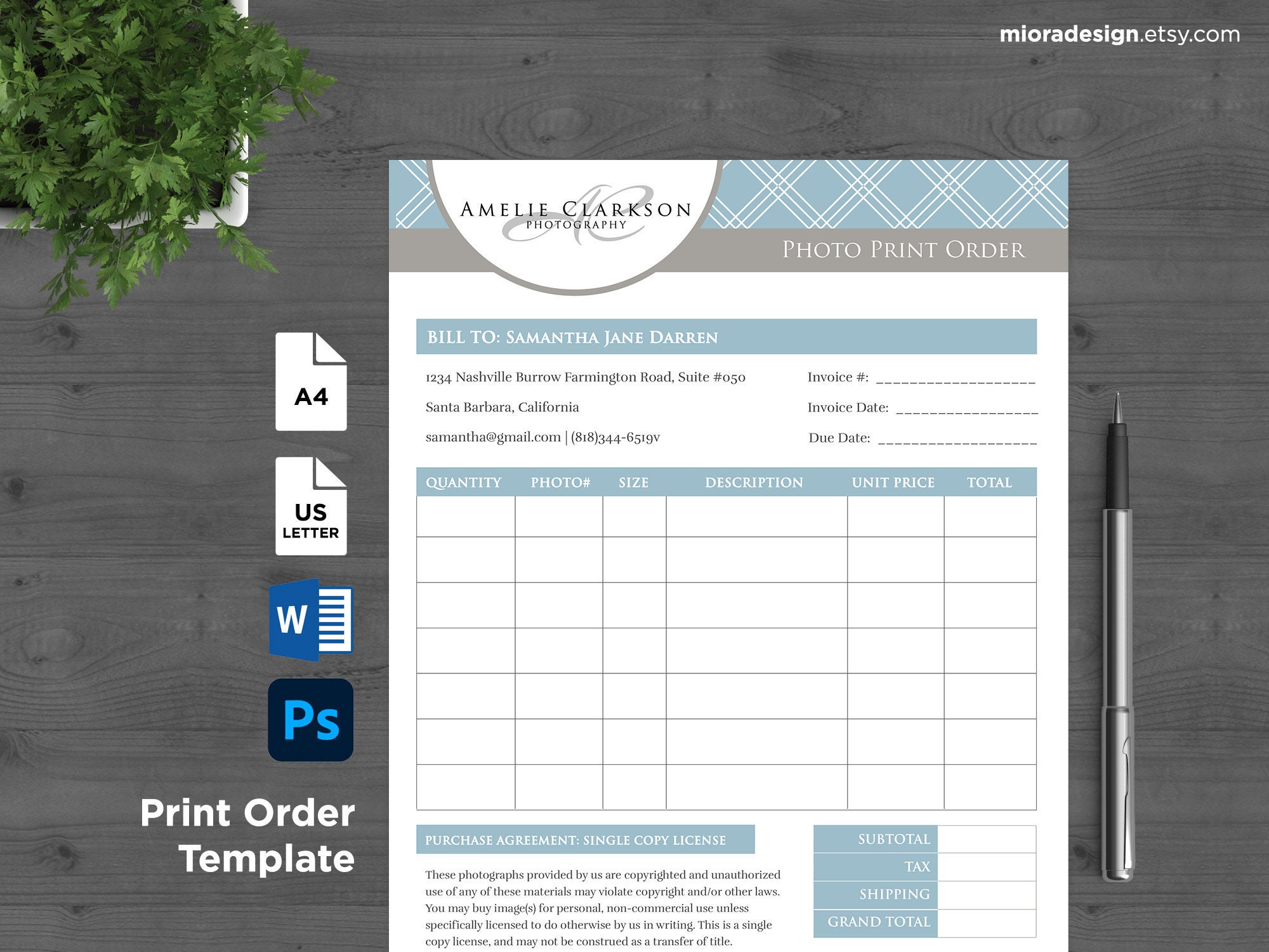 Paper Photography Order Form PC MAC | Pages Prints Order Form Template ...
