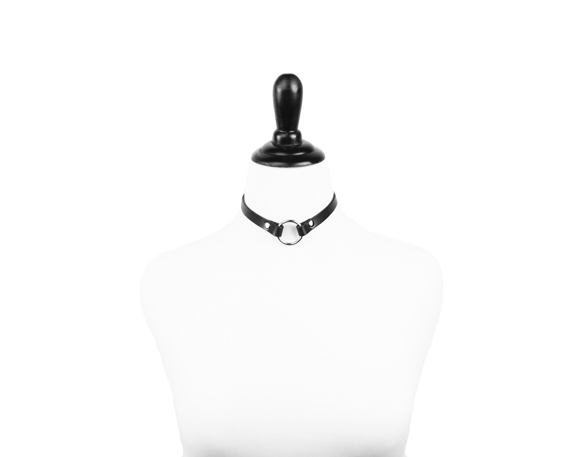 O Ring Collar Leather or Vegan Collar With O Ring - Etsy