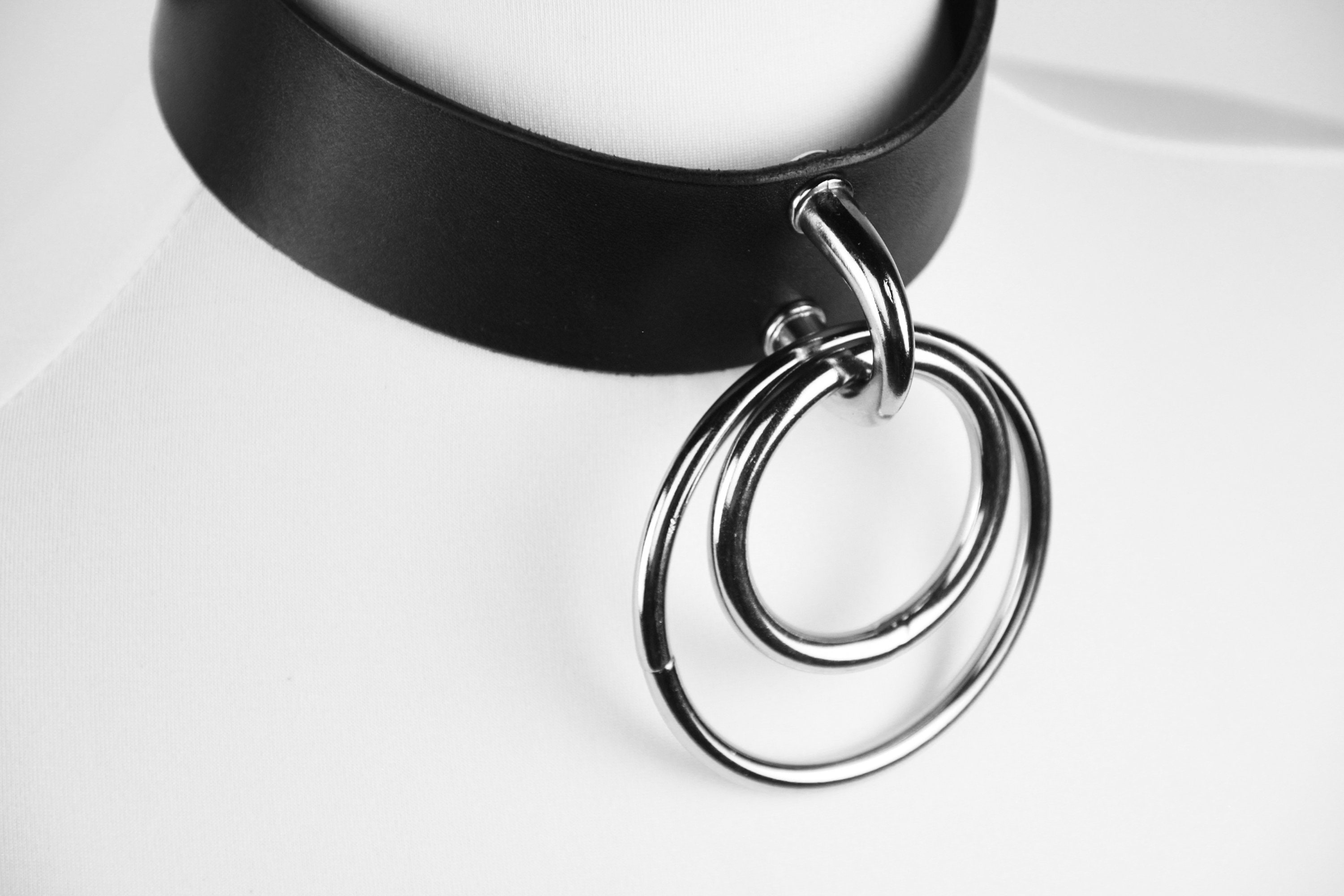 Eclipse Collar Double Ringed Leather or Vegan Choker Collar | Etsy