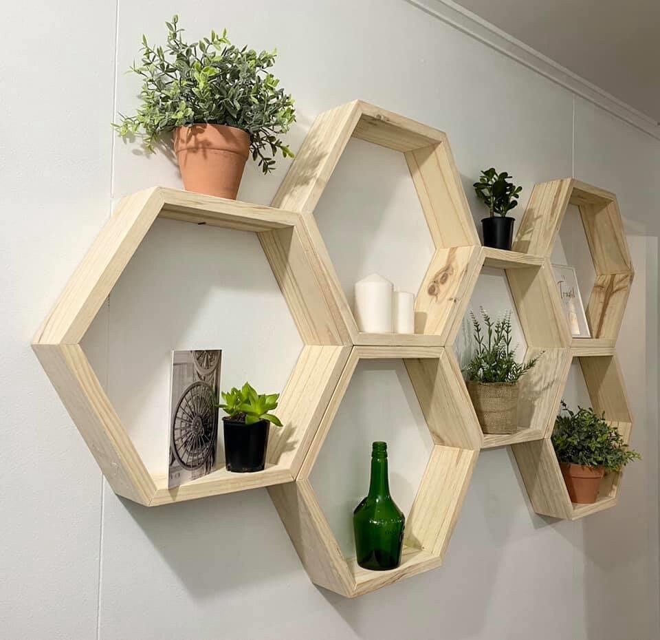 Hexagon Floating Shelf Geometric Set of 3 Set of 4 Set of | Etsy Australia