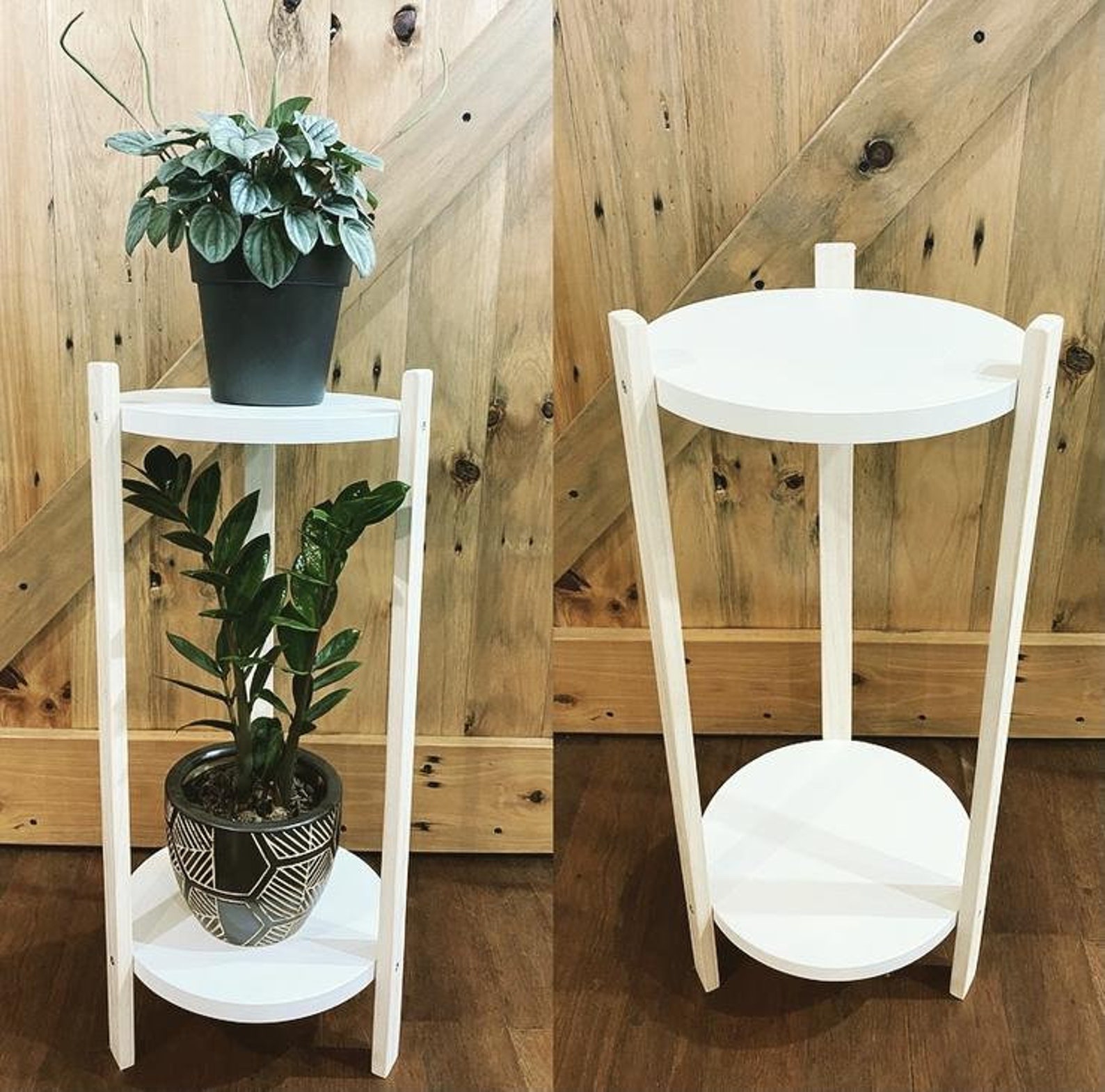 2 Tier Wooden Plant Stand round plant stand multi level | Etsy