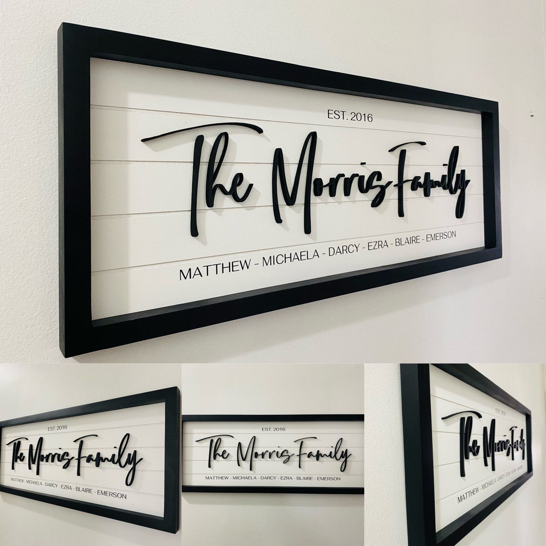 3D Family Surname Sign Wooden Name Sign, Gift, Wedding, Engagement ...