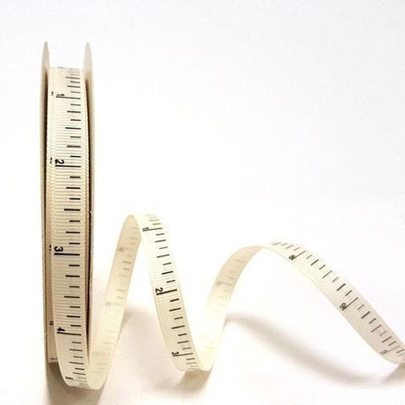 9mm Ivory 'Inches' Tape Measure Print Ribbon 2 metres | Etsy