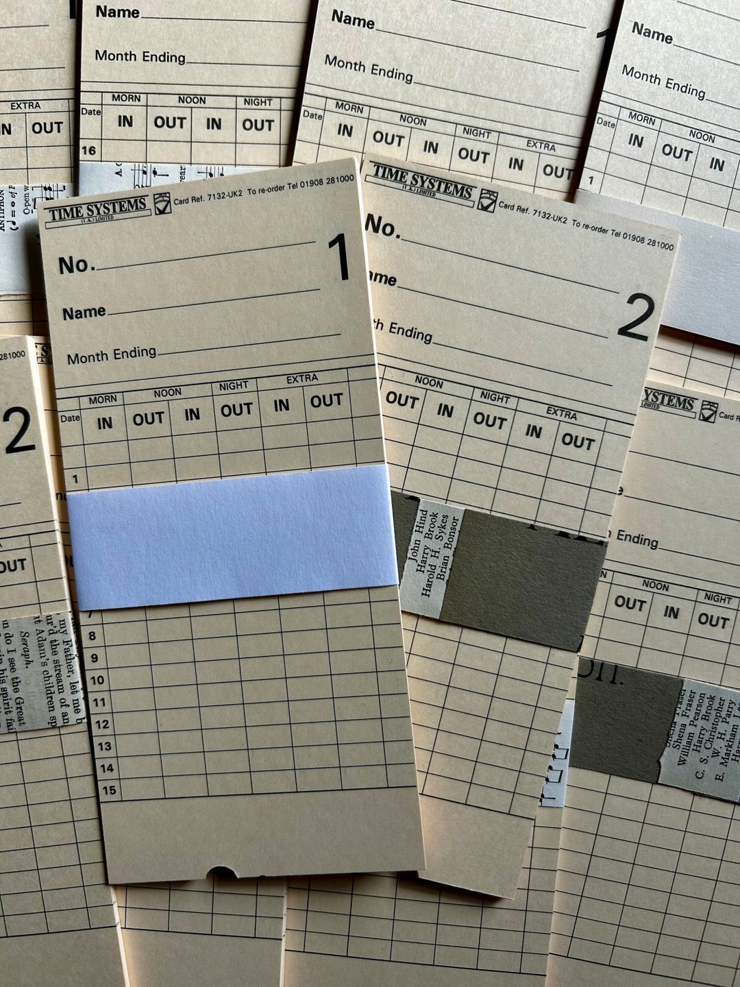 8 Time Cards Clock Cards Cards Craft Art Collage Glue Book Junk Journal ...