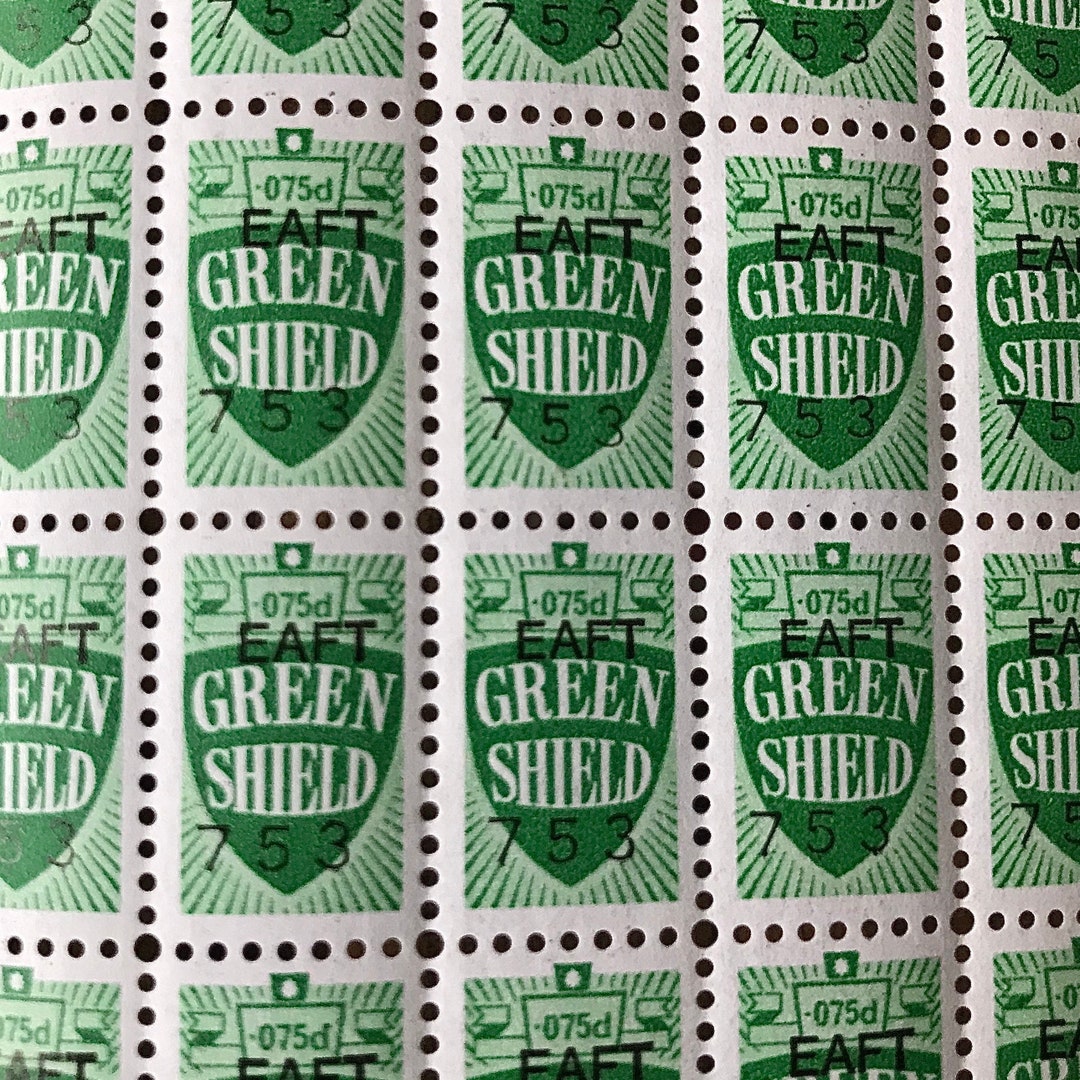 25 Green Shield Stamps Mini Sheet Collect Craft Cards Collage Smash ...