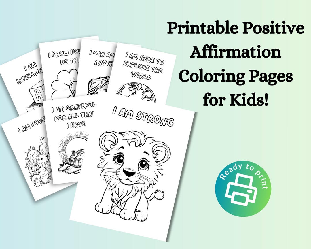 Positive Affirmation Coloring Pages for Kids Self Care Children ...