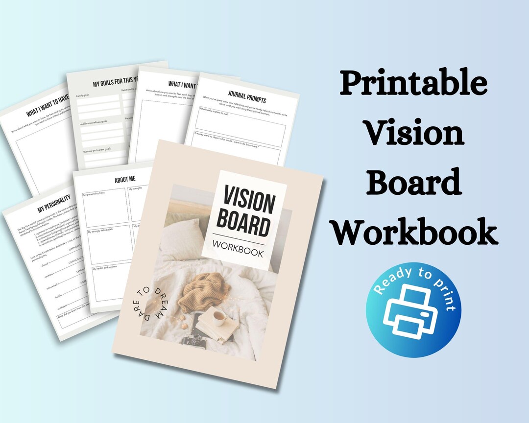 Vision Board Workbook Printable Manifesting Guide Dreams and Desires ...