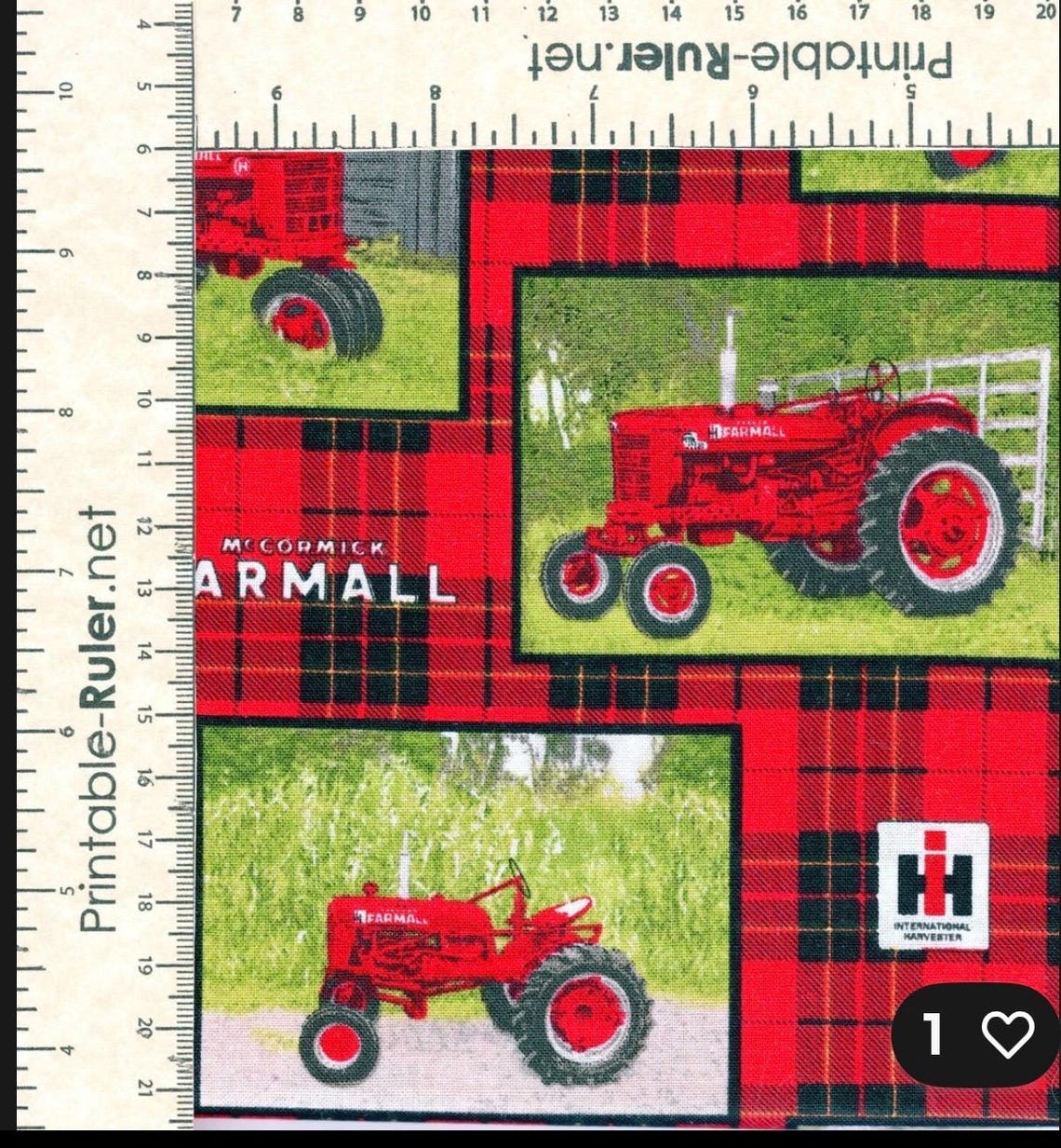 Farmall Tractors **international Harvest** Plaid Block Cotton Fabric ...