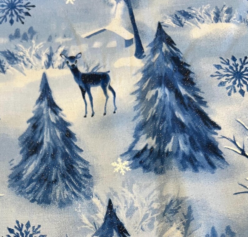 Christmas Themed Blue and White Winter Pattern With Deer and Snow ...