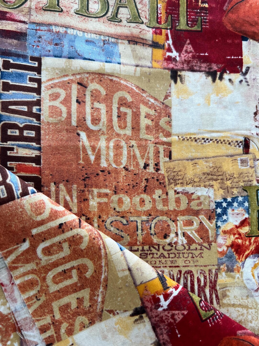 Football Themed Vintage American Pattern With A Distressed, Collage or ...