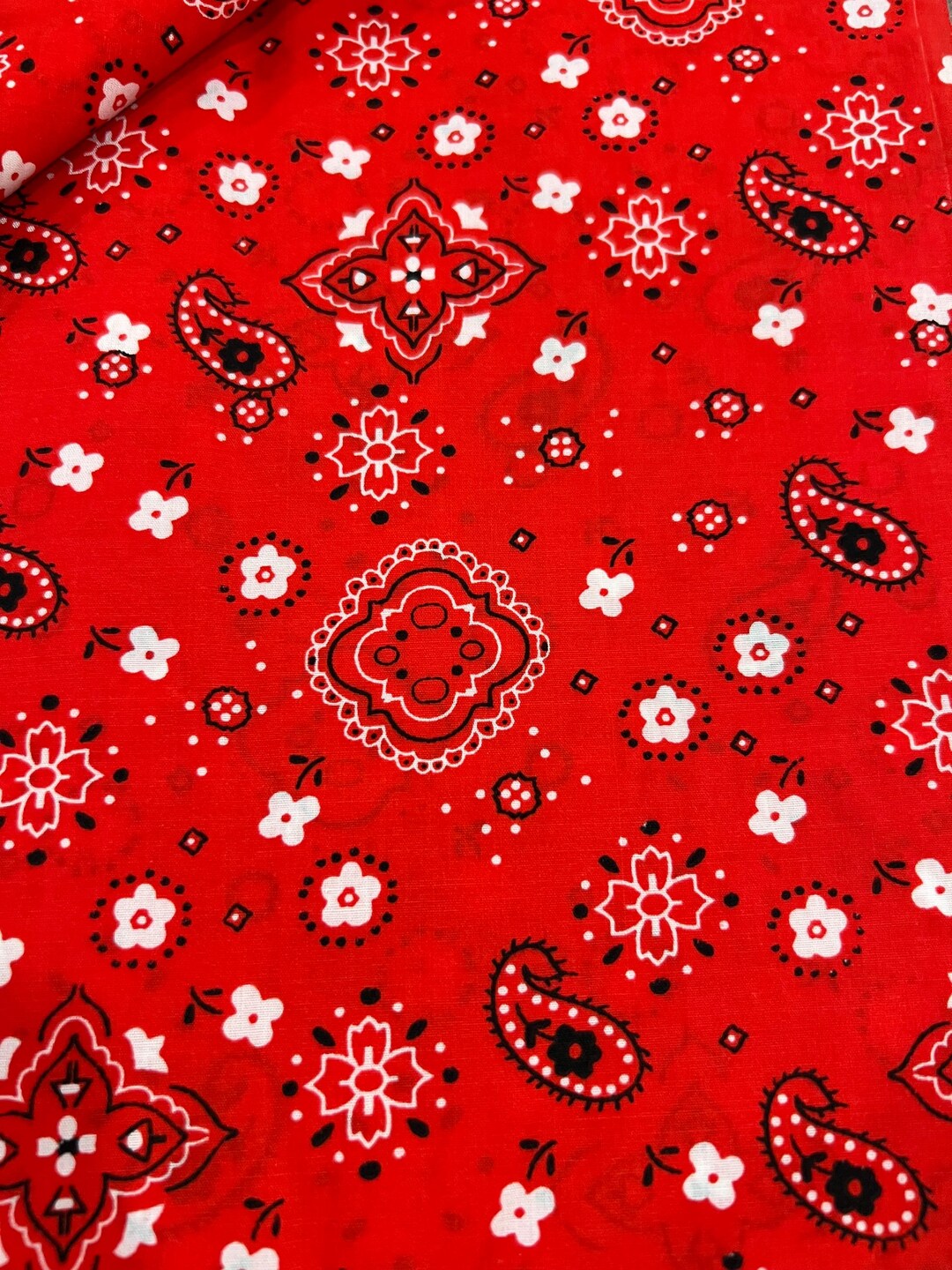 Red Bandanna Broadcloth Fabric Sold by the Yard Continuous Yardage - Etsy