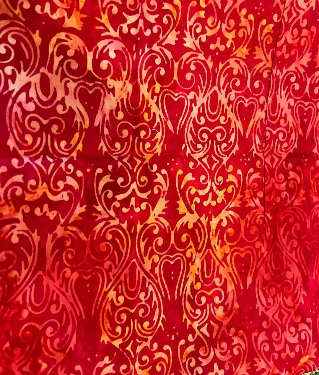 Demask Red and Orange Damask, Features a Repeating, Ornate Scroll ...