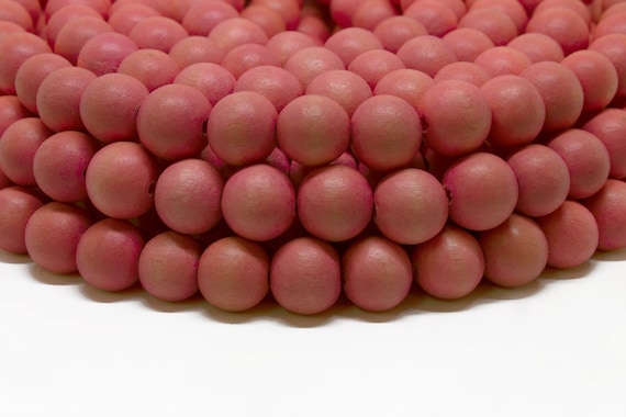 12mm Salmon Round Wood Beads Dyed and Waxed 15 inch strand | Etsy