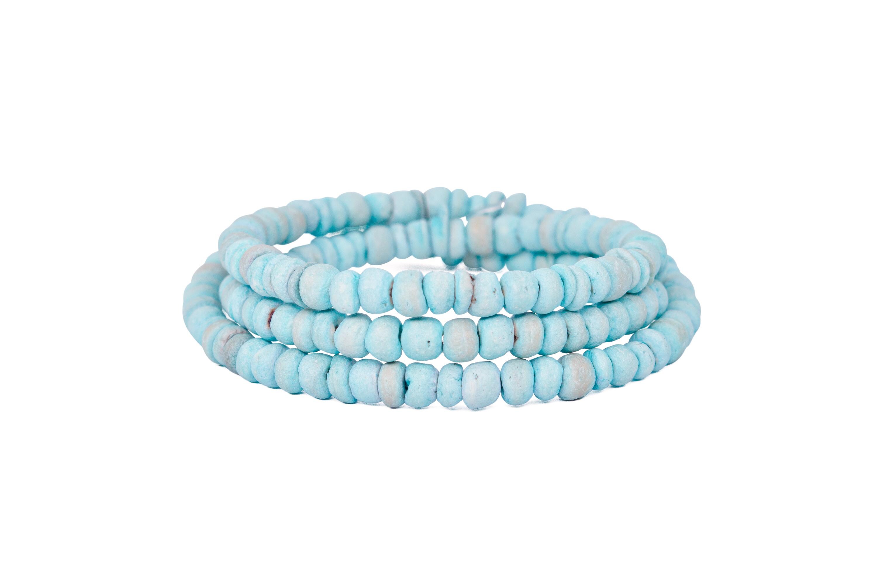 2-3mm Baby Blue Coconut Shell Pucalet Rondelle Beads - Dyed and Waxed ...