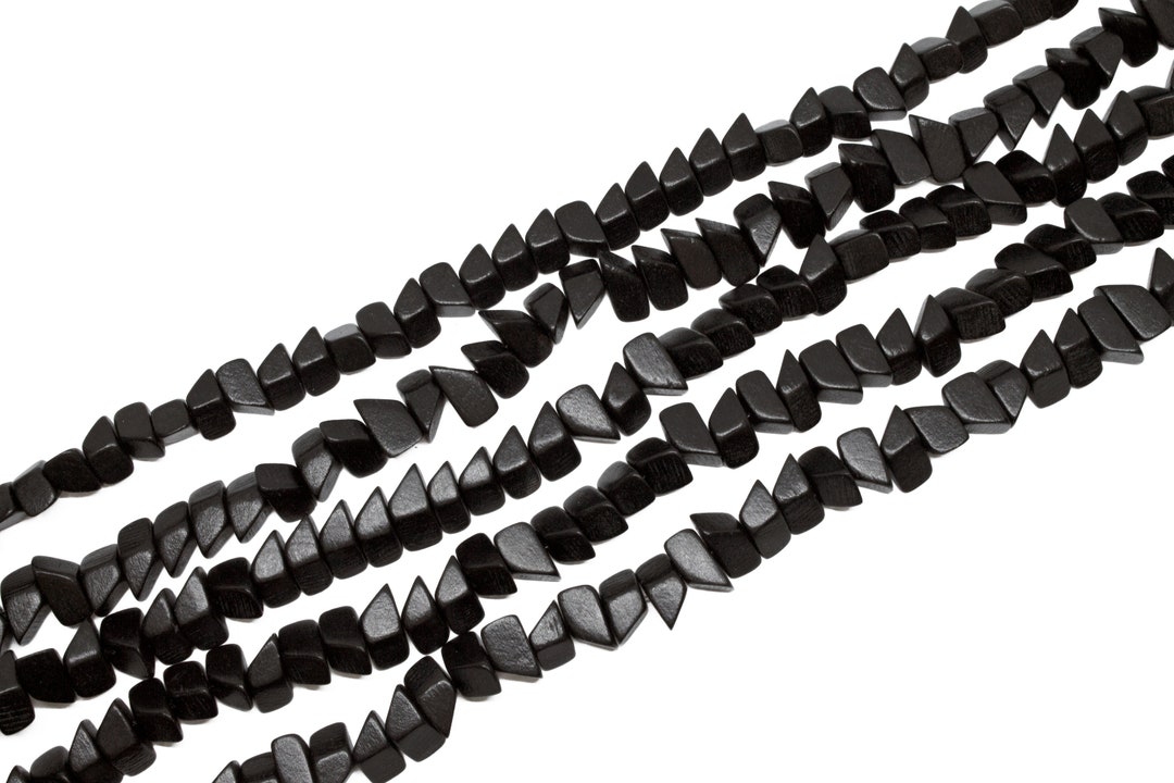 Black Chip Nuggets Irregular Polygon Wood Beads 6mm 8mm 10mm - Dyed and ...