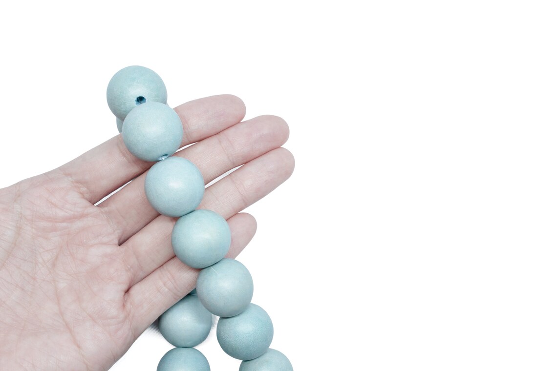 20mm Baby Blue Round Wood Beads Dyed and Waxed 10 Pcs. - Etsy