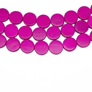 15mm Hot Fuchsia Pink Flat Round Coin Wood Beads Dyed and - Etsy