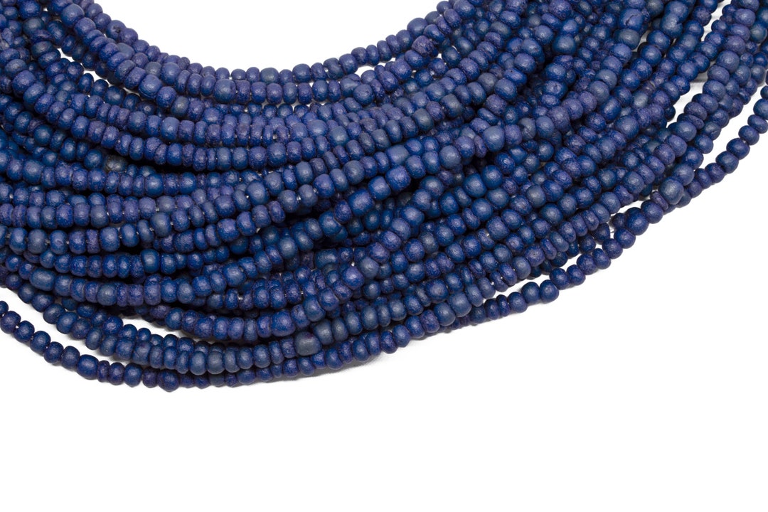 2-3mm Blue Coconut Shell Pucalet Rondelle Beads - Dyed and Waxed - 15 ...