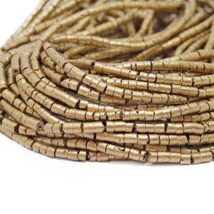 3-4mm Metallic Gold Coconut Shell Heishi Beads - Painted - 23 Inch ...