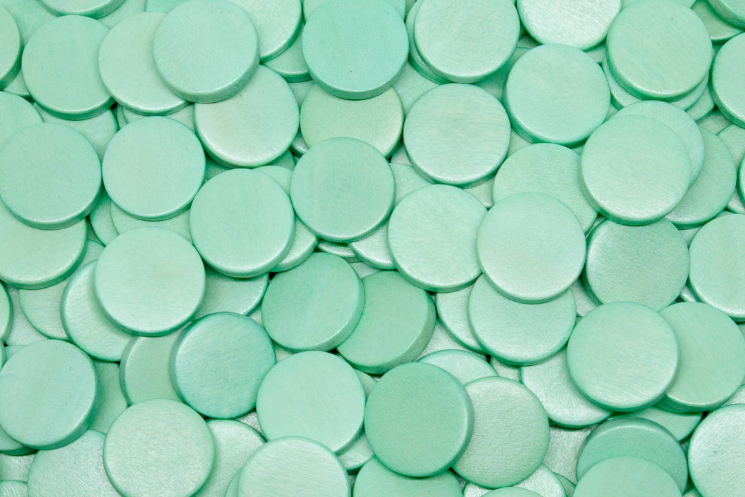 20mm Hemlock Mint Green Flat Round Coin Wooden Discs - No Hole- Dyed ...