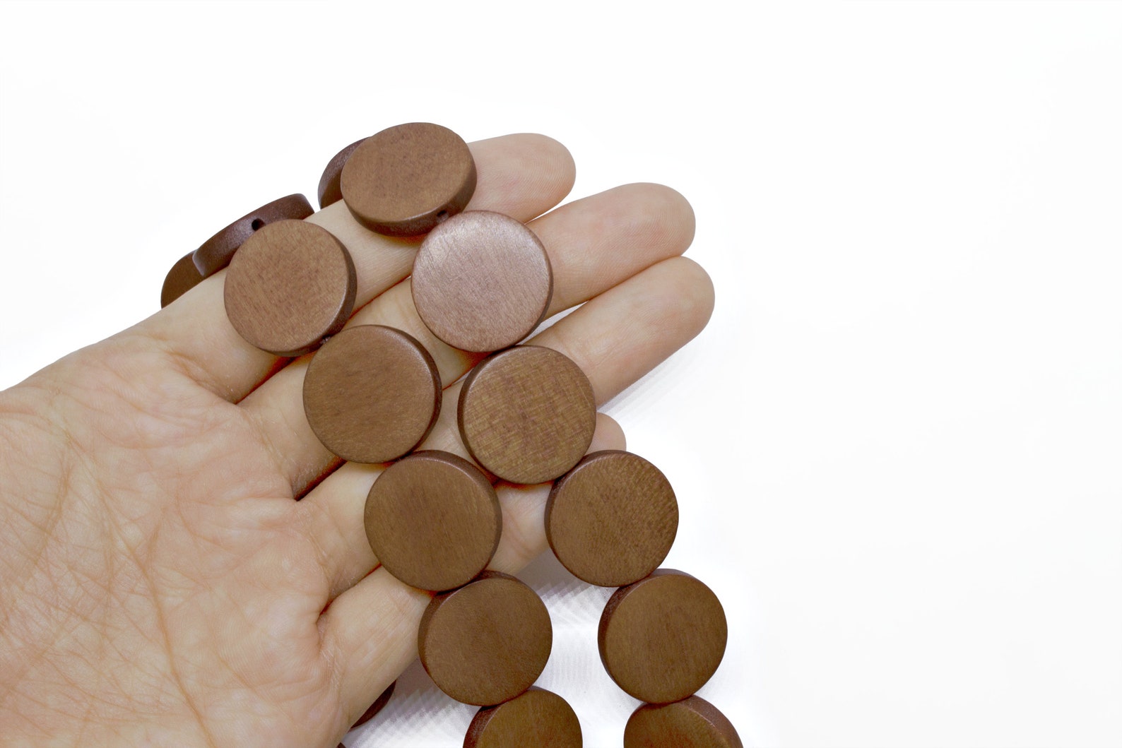 20mm Light Brown Flat Round Coin Wood Beads Dyed and Waxed - Etsy