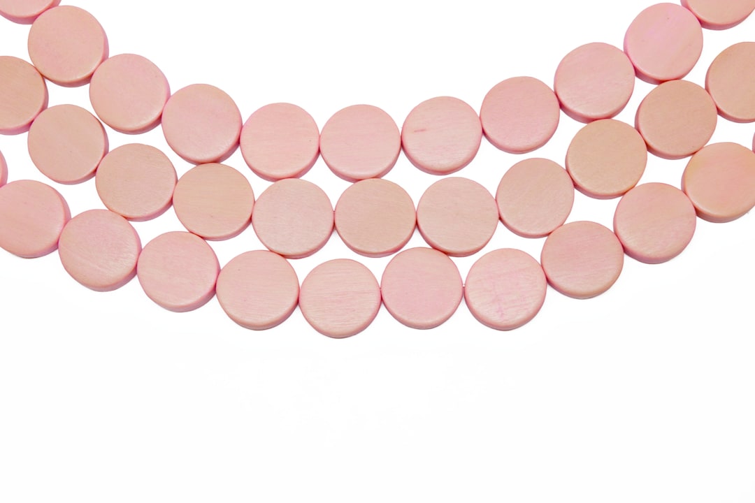 15mm Blush Pink Flat Round Coin Wood Beads - Dyed and Waxed - 15 Inch ...