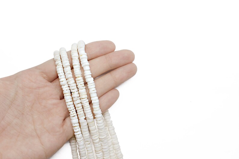 4-5mm White Litub Shell Heishi Beads Natural Color Seashell - Etsy