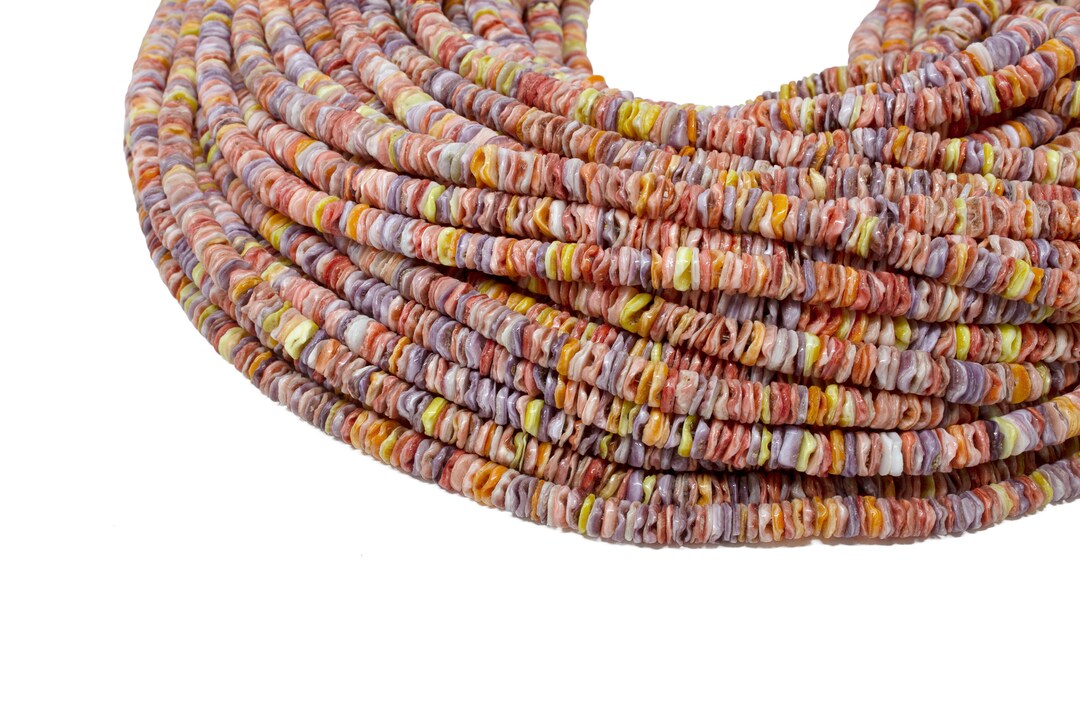 4-5mm Multicolor Pectin Shell Heishi Beads - Natural Color Seashell ...