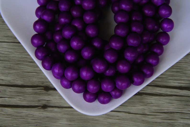 15mm Royal Purple Round Wood Beads Dyed and Waxed 15 Inch | Etsy