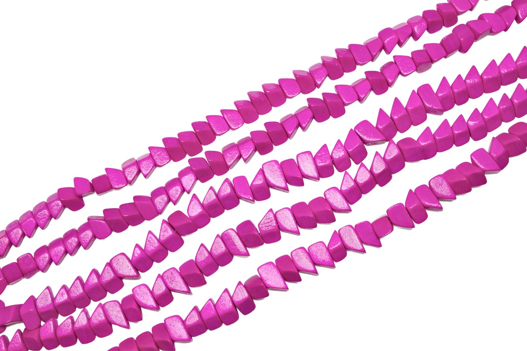 Fuchsia Pink Chip Nuggets Irregular Polygon Wood Beads 6mm 8mm 10mm ...