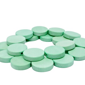 20mm Hemlock Green Pastel Green Flat Round Coin Wood Beads - Dyed and ...