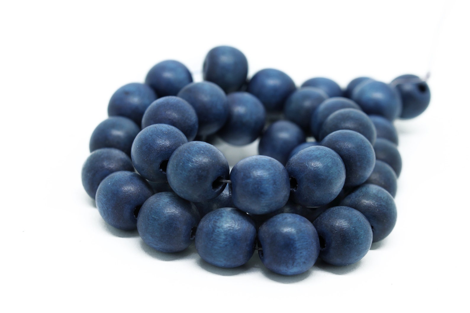 10mm Blue Round Wood Beads Dyed and Waxed 15 Inch Strand - Etsy