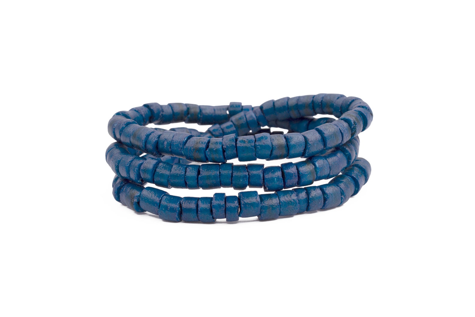 4-5mm Cobalt Blue Coconut Shell Heishi Beads - Dyed and Waxed - 23 Inch ...