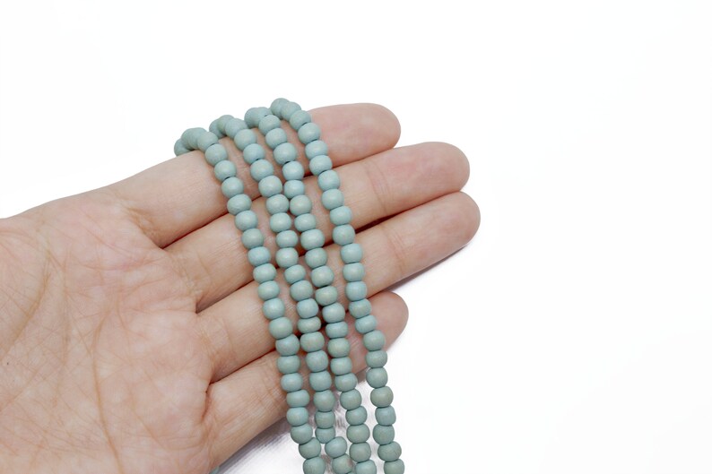 4-5mm Baby Blue Round Wood Beads Dyed and Waxed 15 inch | Etsy
