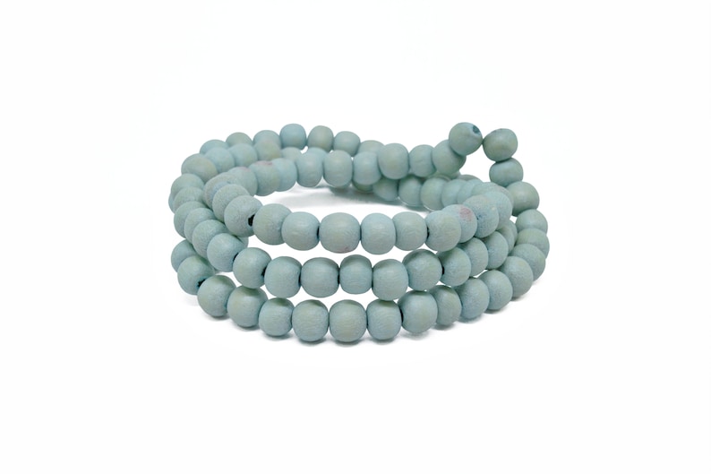 4-5mm Baby Blue Round Wood Beads Dyed and Waxed 15 inch | Etsy