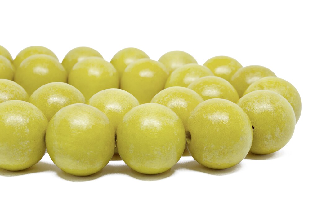 20mm Canary Yellow Bright Yellow Round Wood Beads Dyed and - Etsy