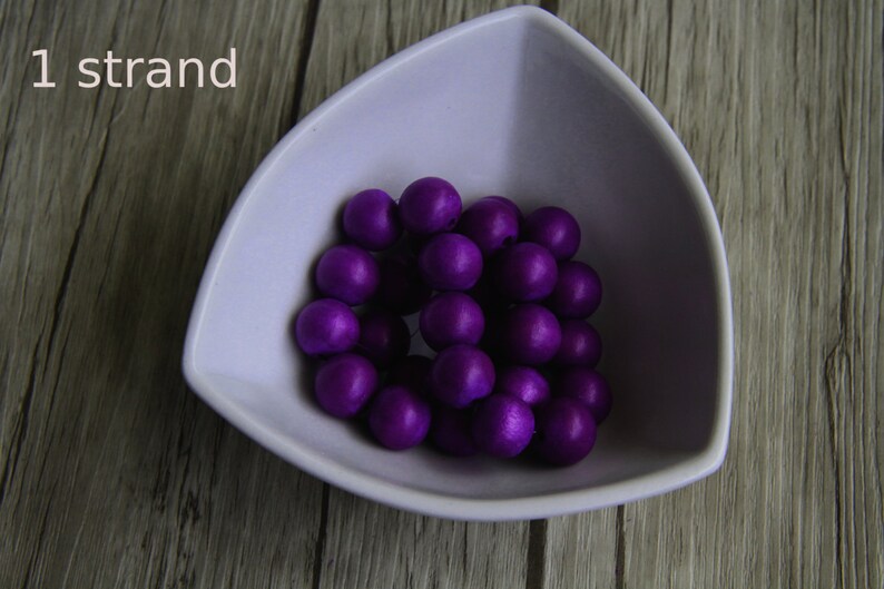 15mm Royal Purple Round Wood Beads Dyed and Waxed 15 Inch | Etsy