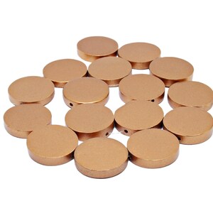 25mm Metallic Copper Flat Round Coin Wood Beads - Painted - 15 Inch ...