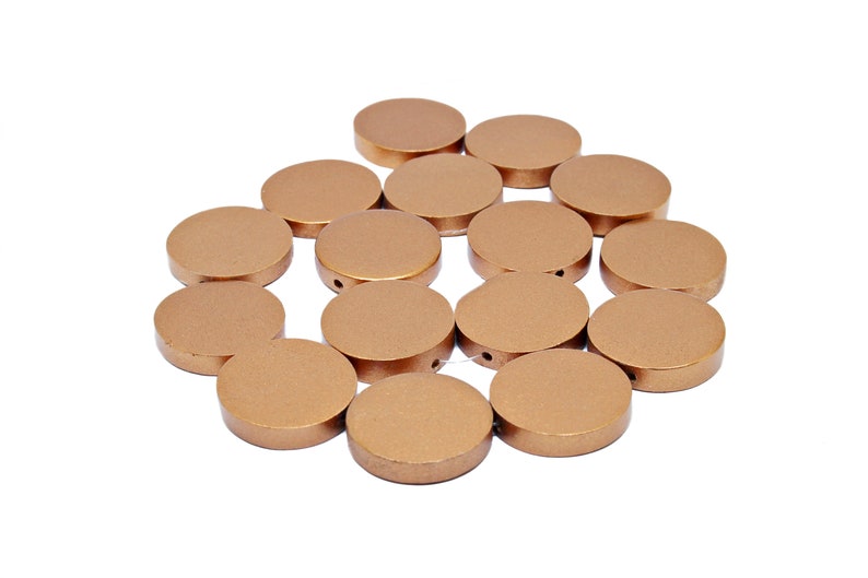 25mm Metallic Copper Flat Round Coin Wood Beads - Painted - 15 Inch ...