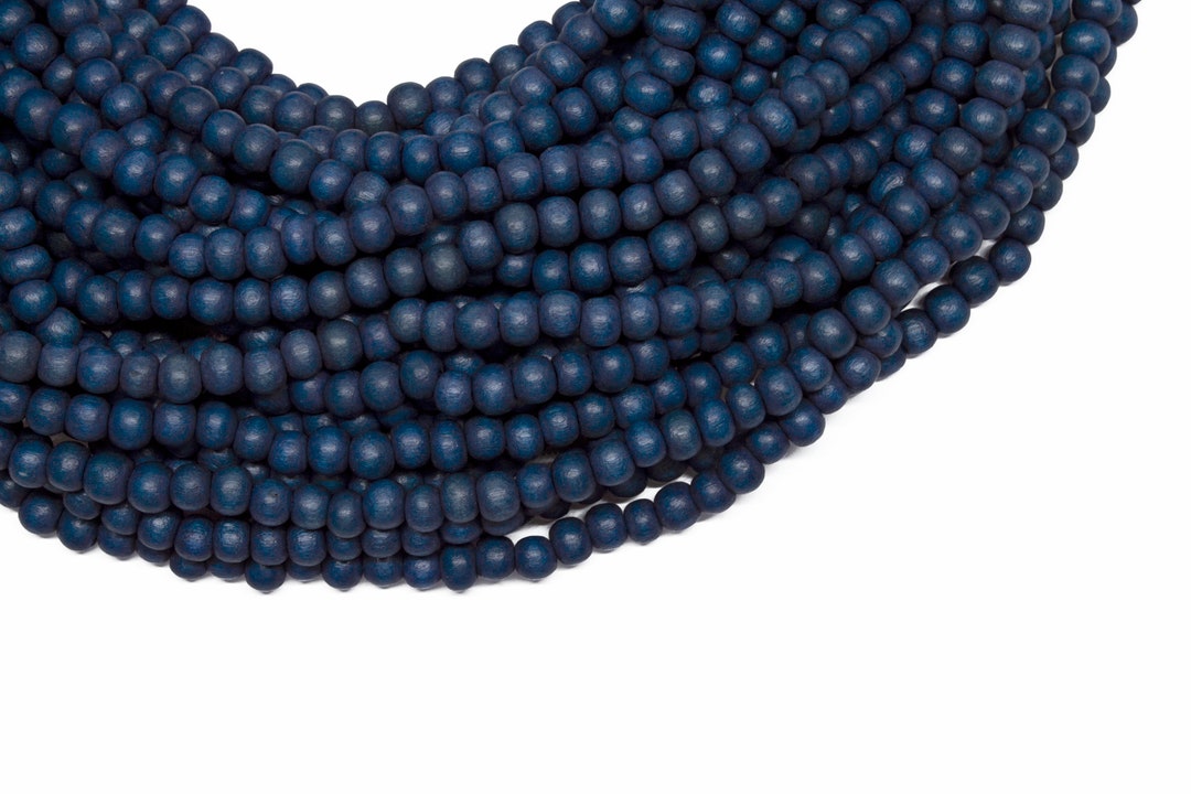 4-5mm Blue Round Wood Beads - Dyed and Waxed - 15 Inch Strand - Etsy